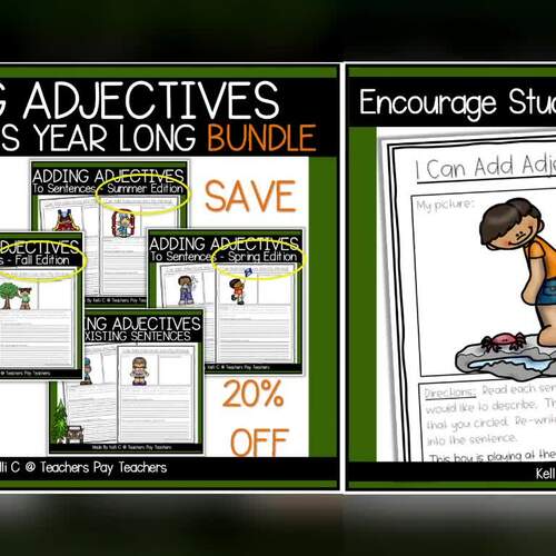 Adding Adjectives To Sentences BUNDLE FOR YEAR 1st Grade Writing Sentences