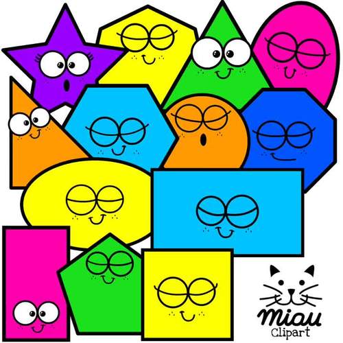 Cute Geometric 2D Shapes Clipart - Math Manipulatives - GIF and PNG