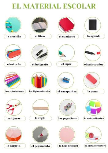 Vocabulario de Material Escolar: Pack de Actividades. EN MI MOCHILA