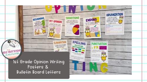 1st Grade Opinion Writing Bulletin Board Set by The Self-Sufficient ...