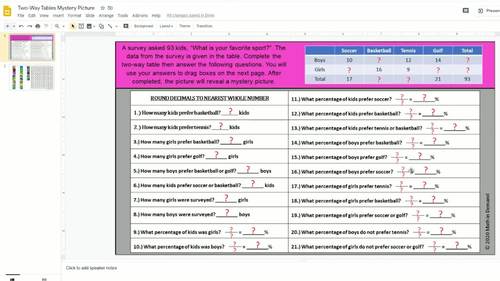 Two-Way Tables Mystery Picture GOOGLE SLIDES DISTANCE LEARNING | TPT