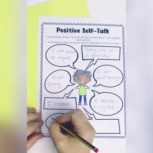 Positive Self-Talk Poster and Worksheet by SEN Resource Source | TPT