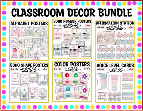 Boho Checkered Classroom Decor Bundle Pack,Trendy Classroom Decor Labels