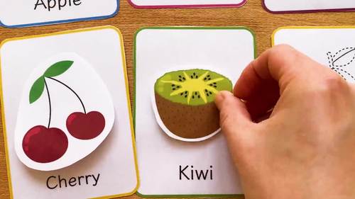 Fruits Matching Flashcards, Fruits Learning Flash Cards for Toddlers