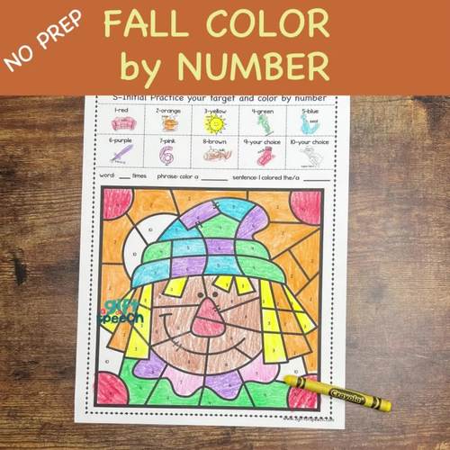 Fall Articulation Color by Number a NO PREP Activity for Later ...