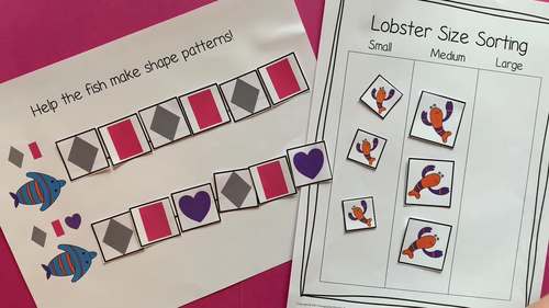 Ocean Theme Math Pack - Summer Activities by Honeycomb Printable Preschool