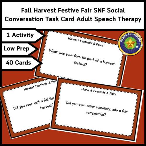 Fall Harvest Festive Fair SNF Social Conversation Task Card Adult ...
