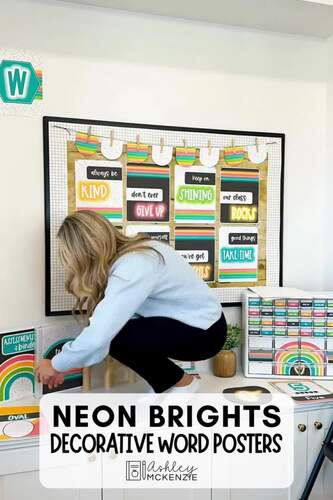 Neon Brights Classroom Decor | Decorative Word Posters - Editable!