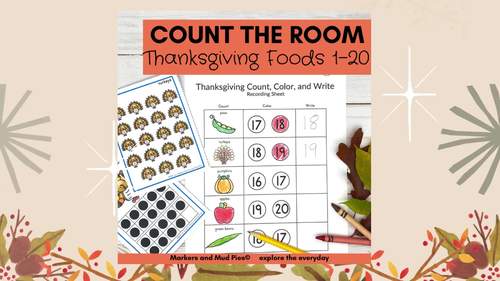 Thanksgiving Count the Room 1 to 20 Activity and Recording Sheets | Ten ...