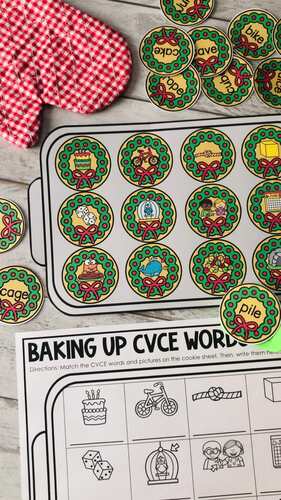 Christmas CVCE Word Picture Match - Matching CVCE Words - First Grade