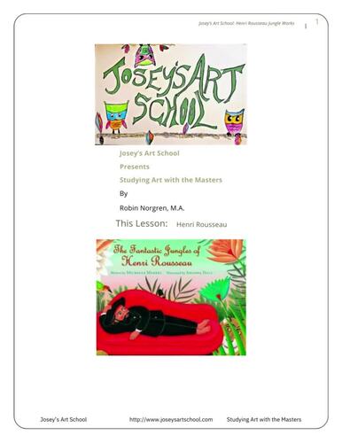 Henri Rousseau Art Lesson Jungle Tiger K - 4th Grade History Lesson