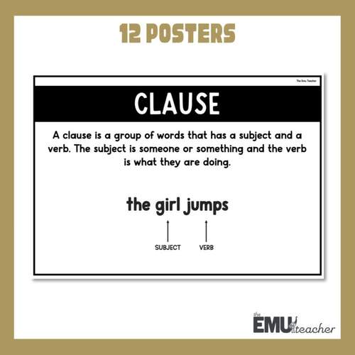 Grammar Posters Clauses Phrases & Groups Improve Sentence Structure Greens
