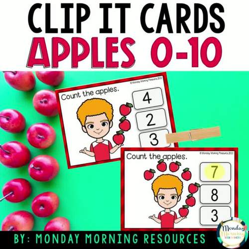 Back to School Apple 0-10 Math Clip It Cards - Foundation/Kindergarten
