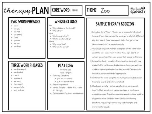 Zoo Animals Core Word Vocabulary Activities for Speech Therapy and ...