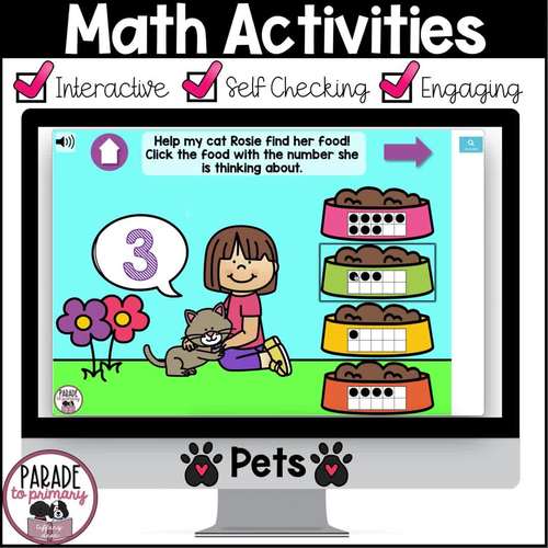 DIGITAL Pet Math & Literacy Activities - Boom Cards - Preschool ...