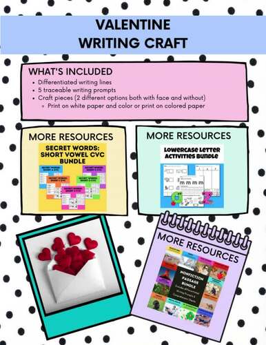 Valentine Note Writing Craftivity - Fun & Engaging Writing Prompts & Craft
