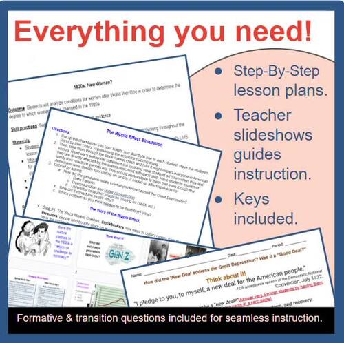 1920s and 1930s US History 7 Lesson Bundle- with Document Analysis!