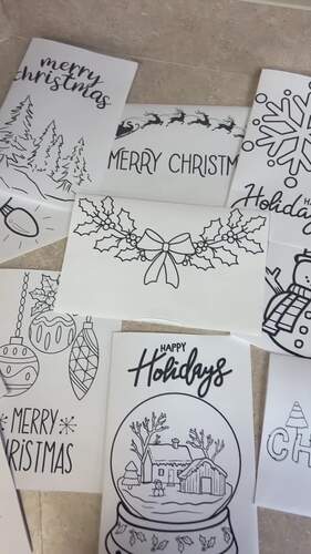 Christmas Cards to Color! Holiday Cards- Christmas Holiday Craft/ Activity