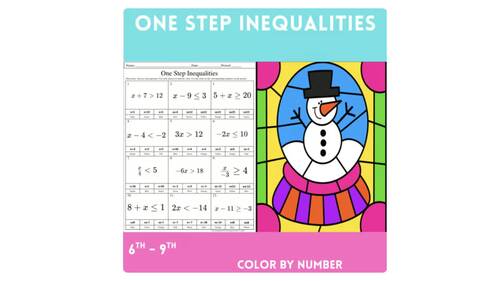 Middle School Math One Step Inequalities Color By Number activity