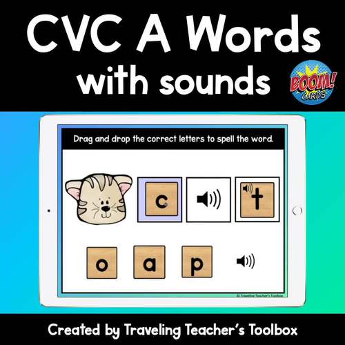 CVC Words Short A Boom Cards by Traveling Teacher's Toolbox | TPT