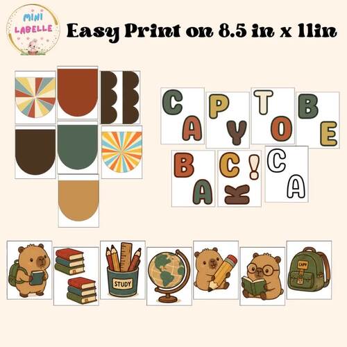 Retro Capybara Back To School Bulletin Board Kit | Editable Classroom Decor