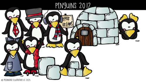 Penguins clip art, Winter clip art COLORED Version by Melonheadz Clipart