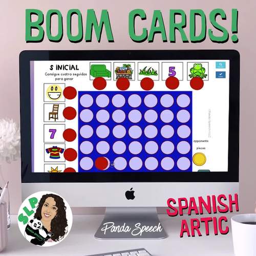 Four to Score Spanish Articulation BOOM Card game for Speech Therapy