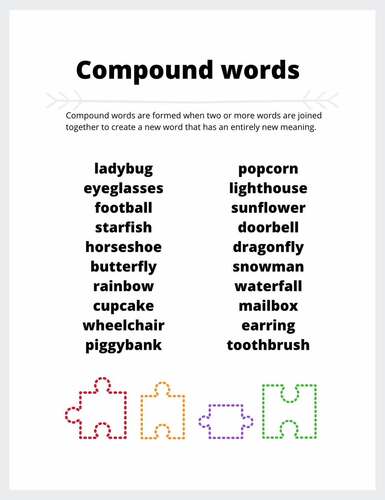 Compound Word Flashcards for PreK-G3 by VMI Montessori Store | TPT