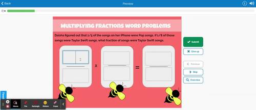 5th6th Grade Multiplying Fraction Word Problems Boom Card Deck Activity