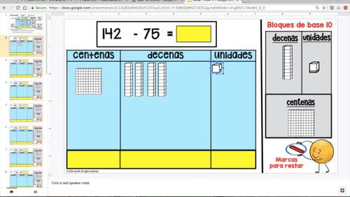 Subtraction in Spanish for Google Classroom - Resta - Distance Learning