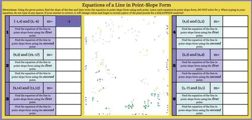 HALLOWEEN - Writing Equations in Point-Slope Form - Digital Pixel Art ...