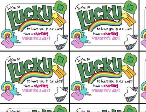 Cute Lucky Charms Valentine's Day Gift Tag- I'm (We're) so Lucky to ...