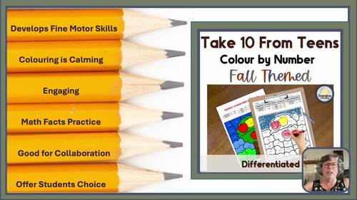 Apple Theme Ten Less Color-by-Number Worksheets for Differentiated Math ...