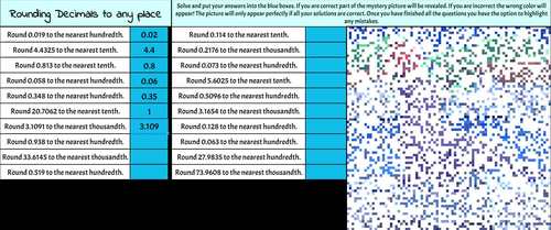 Rounding Decimals to any Place Pixel Art by Pick Up and Go Resources