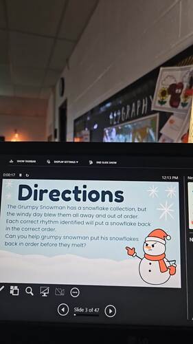 Rhythm Game Interactive "Grumpy Snowman" Elementary Music Activity Game