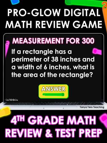 GLOW DAY 4th Grade Math Game | Interactive Test Prep | Spiral Review