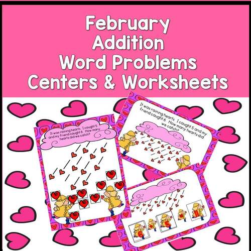 Valentine Addition Word Problems | Centers | Worksheets | K - 1 | TPT