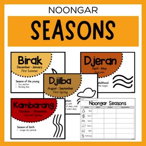 Noongar Australian Aboriginal Seasons Calendar & Worksheet - Nyoongar