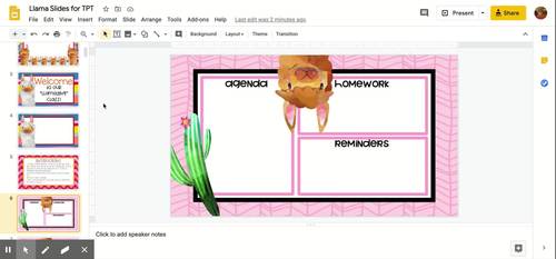 Google Slides Morning Message Templates - Llama Theme by A Teacher and ...
