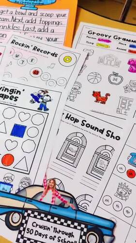 50th Day of School Activities Packet | 50s Day Diner | Worksheets ...