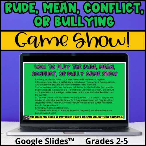 Rude, Mean, Conflict, or Bullying Game Show by Counselor Jess | TPT