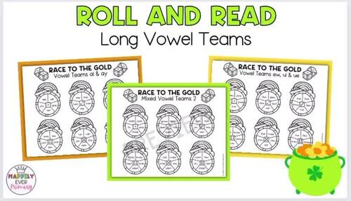 St. Patrick's Day Roll and Read Phonics Games | Long Vowel Teams