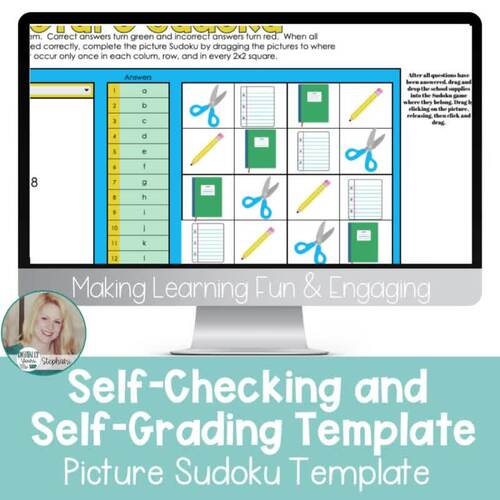 Editable Self-Checking Task Card Template Picture Sudoku Commercial Use ...