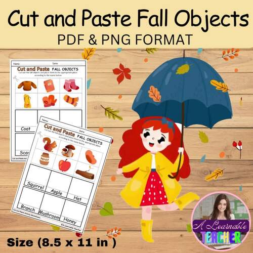 Cut And Paste Fall Objects Worksheets | Prek-K Autumn Activities Back ...