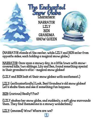 Winter Reader's Theater Enchanted Snow Globe Fluency Grade 3 ELA Christmas