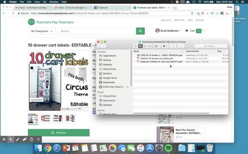 10 drawer cart labels- EDITABLE - Circus Theme by Kristi DeRoche