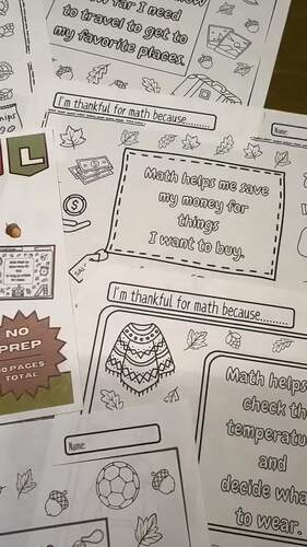 Thankful for Math Coloring Pages| Math| Fall-Themed by Educated by Kay
