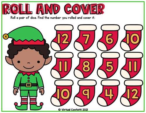 Holiday Roll and Cover Numbers Number Recognition Bundle by Virtual ...