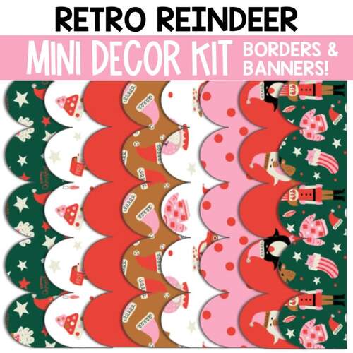 Boho Christmas Mini Decor Kit / Retro Christmas Bulletin Board Decor