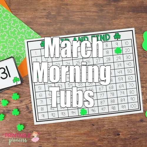 March Morning Tubs for Kindergarten by The Printable Princess | TPT